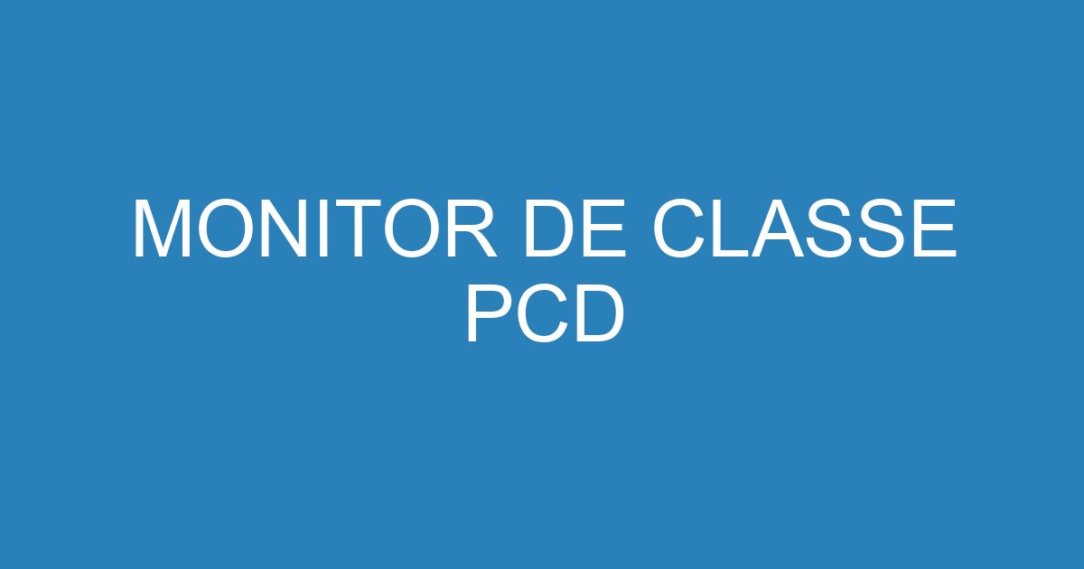 Vaga De Emprego MONITOR DE CLASSE PCD São José Dos Campos | Emprega São ...