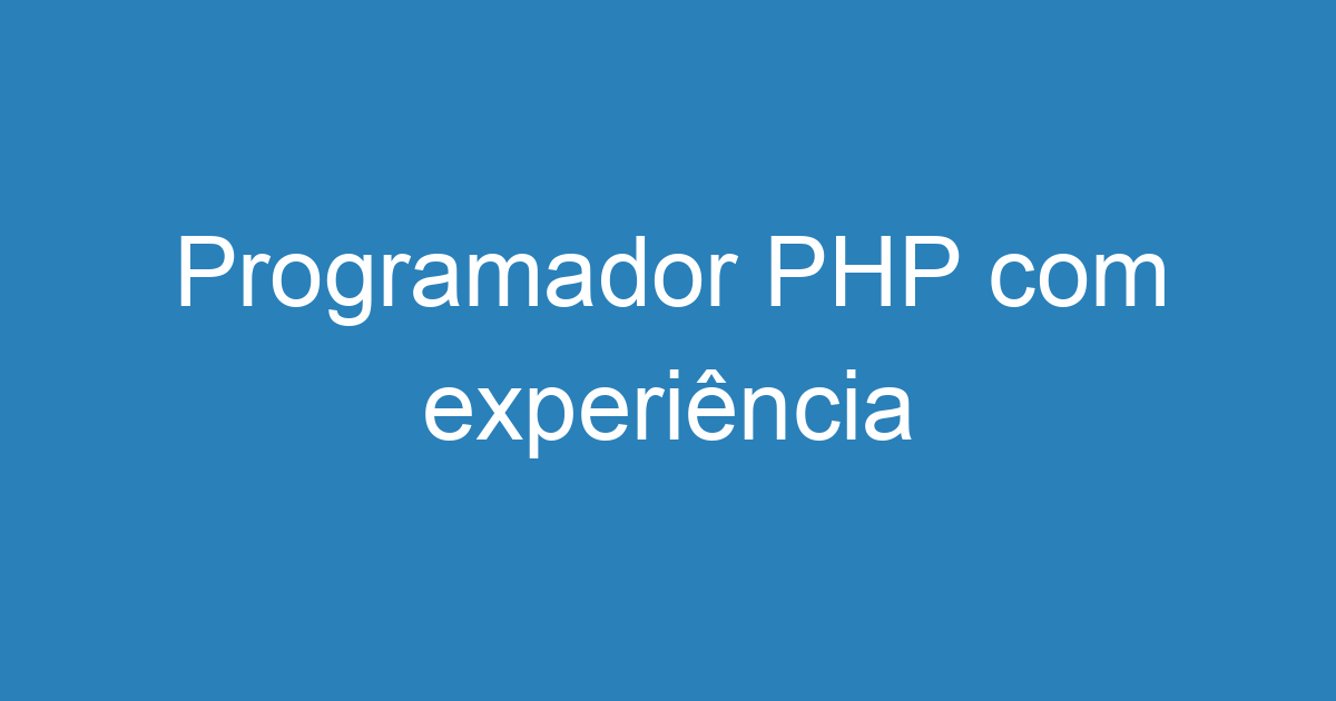 Vaga De Emprego Programador PHP São José Dos Campos | Emprega São José