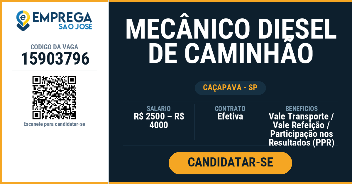 Vaga De Emprego Mecânico Diesel De Caminhão Caçapava | Emprega São José